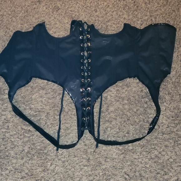 Intimates & Sleepwear | Goth Patent Leather Sexy Zipper Criss Cross ...